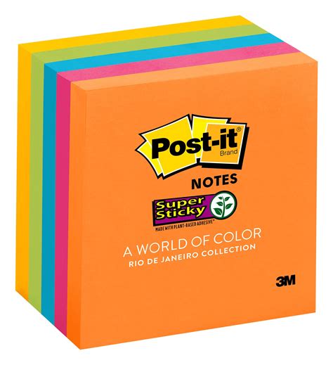 Post It Super Sticky Notes 3 X 3 Rio De Janeiro Collection 5 Pads