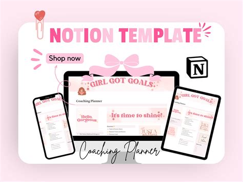 Notion Coaching Planner Life Coach Planner Notion Template Notion For Life Coach Pink Notion