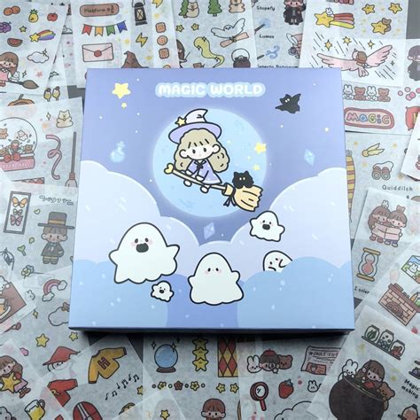 สติ๊กเกอร์ 100แผ่น พร้อมกล่อง Sticker Pvc น่ารักกันน้ำ ตกแต่ง ไดอารี่ สติ๊กเกอร์ไดคัท