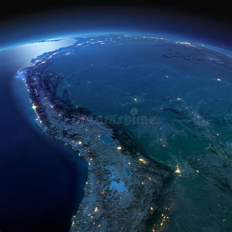 La Argentina En La Tierra Del Planeta Del Espacio En La Noche Stock De