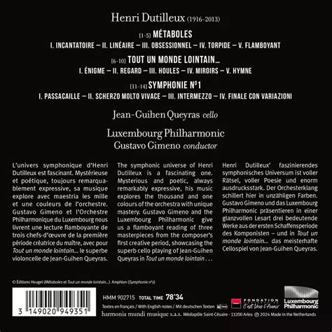 Dutilleux Tout Un Monde Lointain Harmonia Mundi