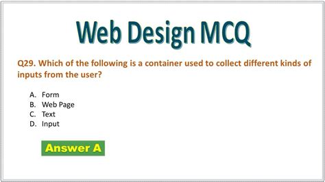 Web Design Mcq Q26 To Q50 Html Form And Input Mcq Mcq Html Youtubevideo Youtube