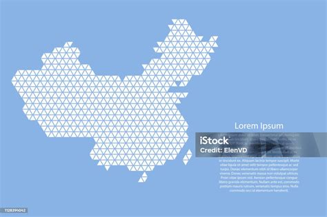 중국 지도에서 배너 포스터 인사말 카드에 대 한 노드와 밝은 파란색 배경에 기하학적 패턴을 반복 하는 흰색 삼각형 추상 회로도