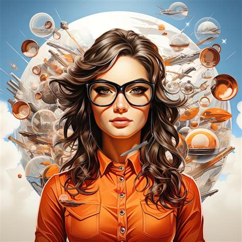 Premium Photo A Woman Wearing Glasses And A Red Shirt With The Word