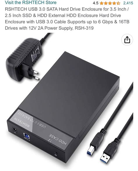 Rshtech Usb 3 0 Sata Hard Drive Enclosure For 3 5 Inch 2 5 Inch Ssd And Hdd External Hdd