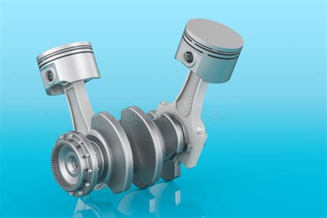 Engine Pistons On Blue Background 3D Rendering Stock Illustration