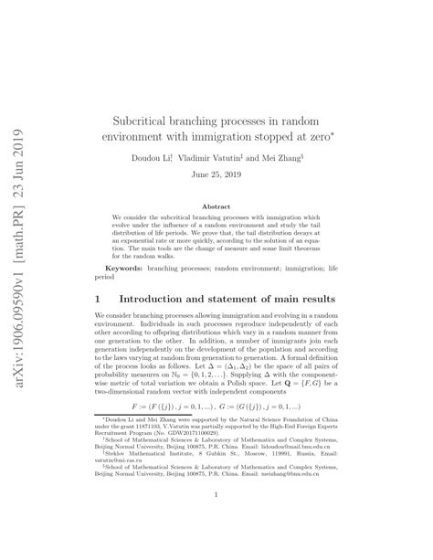 Pdf Subcritical Branching Processes In Random Environment With