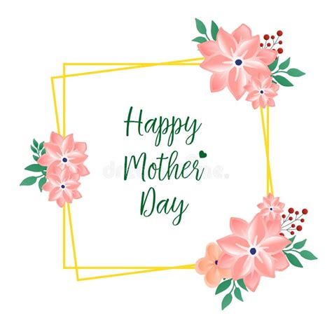 Lettering Text Happy Mother Day Nature Green Leafy Wreath Frame