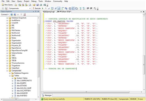 Base De Datos Ddl Y Dml De La Bd Campeonato En Sql Server Mysql
