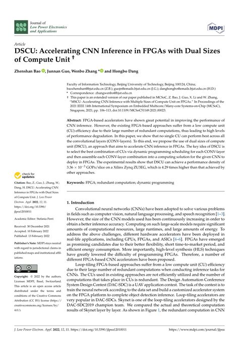 Pdf Dscu Accelerating Cnn Inference In Fpgas With Dual Sizes Of