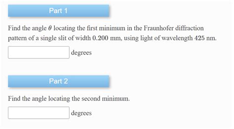 solved find the angle θ locating the first minimum in the