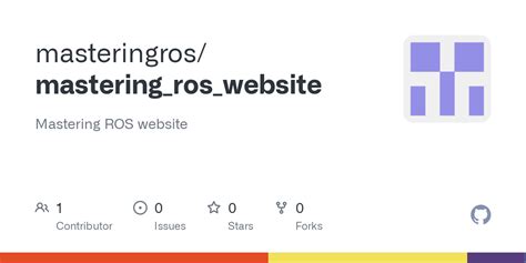 GitHub Masteringros Mastering Ros Website Mastering ROS Website