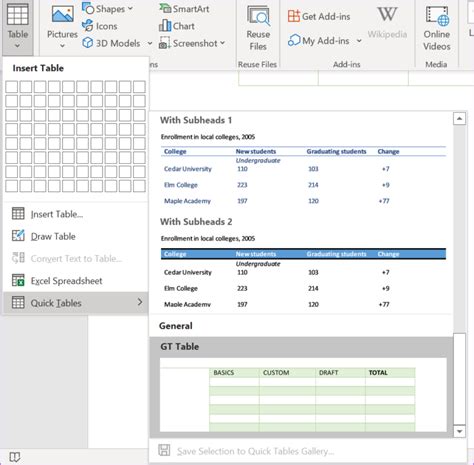 How To Create And Use Custom Table Templates In Microsoft Word