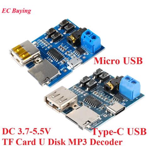 Tf Card U Disk Mp3 Decoder Board Audio Player Module Micro Type C Usb Ebay