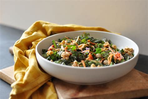 Kale Salad With A Garlic Tahini Dressing Straightforward Nutrition
