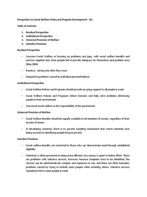Swpp Perspectives Pdf Welfare Poverty