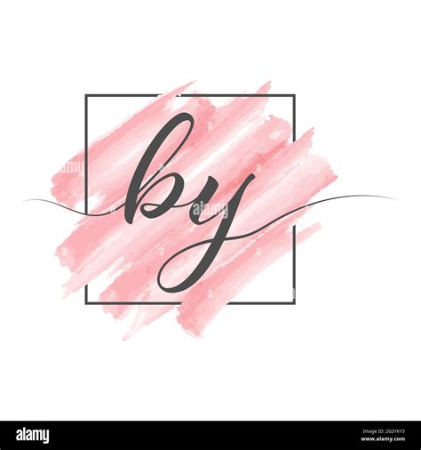 Calligraphic Lowercase Letters BY In A Single Line On A Colored