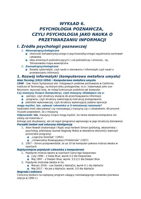 Wprowadzenie do psychologii Historia i współczesność notatki z wykładu