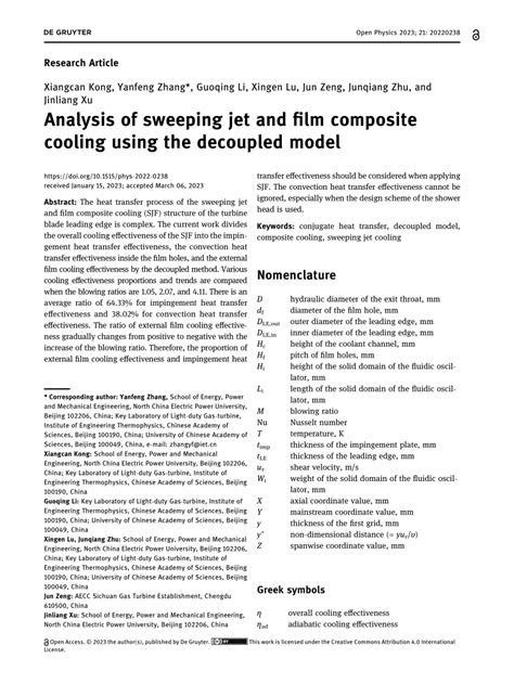 Pdf Analysis Of Sweeping Jet And Film Composite Cooling Using The