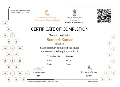 Sumeet Kumar On Linkedin Cybersecurity Iithub Certification Iitkanpur