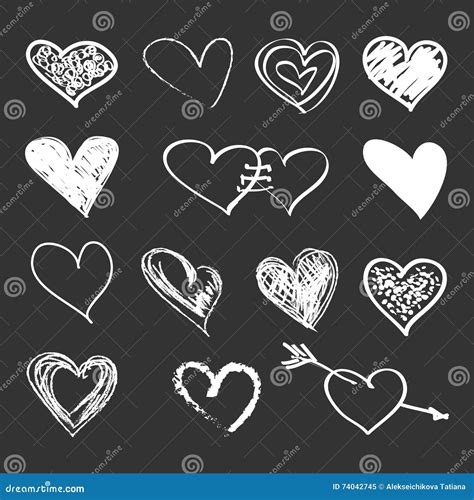 Vector Hearts Set Hand Drawn Stock Vector Illustration Of Greeting