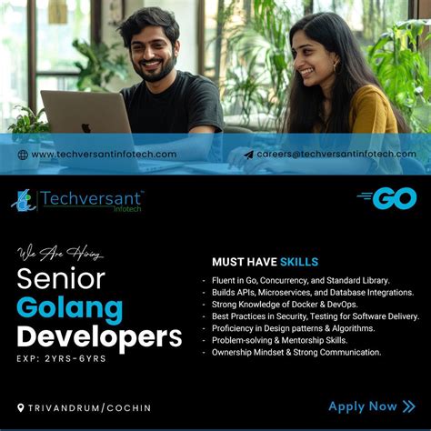 techversant is hiring senior golang developers manoj madhavan