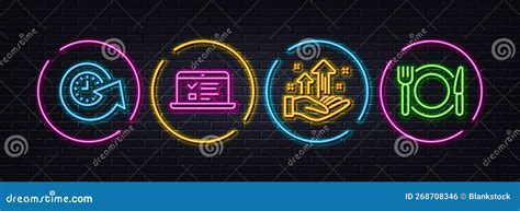 Web Lectures Analysis Graph And Update Time Minimal Line Icons For Web Application Printing