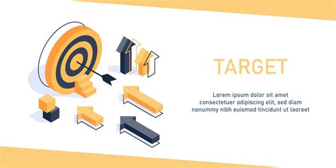Isometric Business Goal Line Style Design Concepttarget Illustration