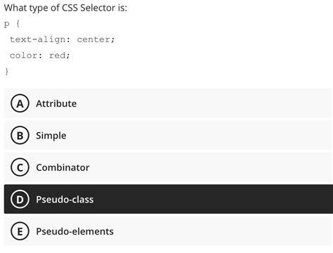 Solved What Type Of CSS Selector Is P Text Align Center Chegg Com