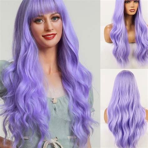 Hair Bogsea Purple Wig With Bangs Long Purple Wigs For Women