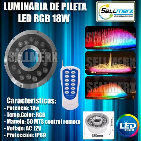 Luminaria De Pileta Led Rgb W Merxsell