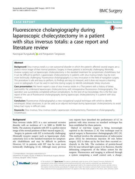 Pdf Fluorescence Cholangiography During Laparoscopic Cholecystectomy In A Patient With Situs