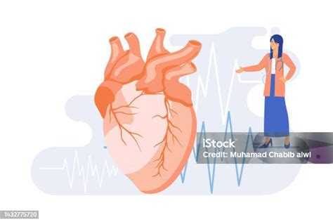심장학 클리닉 병원 부서 건강한 심장 심혈관 예방 의료 산업 아이디어 디자인 요소 심전도 Ekg 플랫 벡터 현대 일러스트 레이