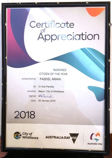 Australian Of The Year Nominee Fazeel Arain News From Al Siraat College