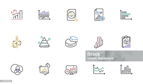 charts and graphs line icons infochart block diagram and algorithm