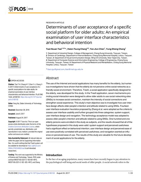 Pdf Determinants Of User Acceptance Of A Specific Social Platform For