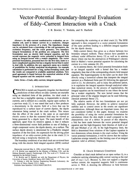 Pdf Vector Potential Boundary Integral Evaluation Of Eddy Current Interaction With A Crack