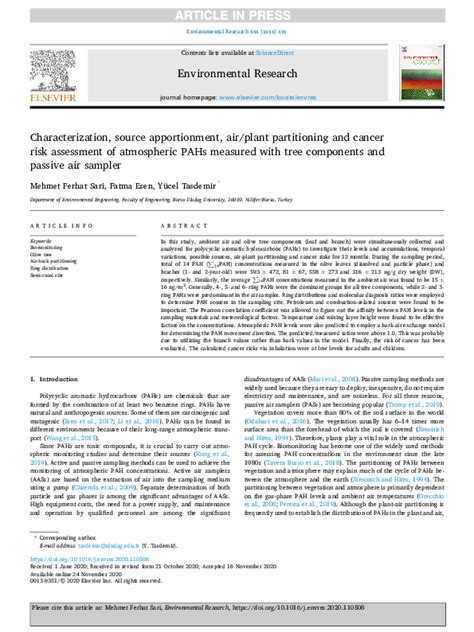 Pdf Characterization Source Apportionment Airplant Partitioning