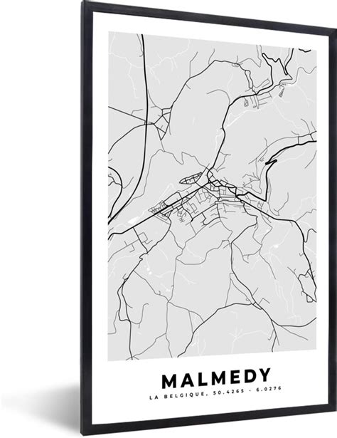 Fotolijst Incl Poster Zwart Wit Kaart Plattegrond Stadskaart