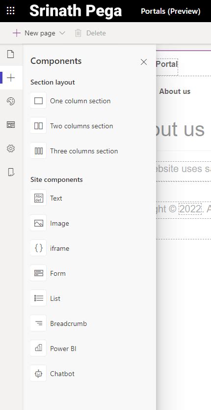 Power Apps Portals WebPage Components Srinath Pega