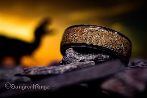Opal Dinosaur Bone And Meteorite Titanium Ring Sangreal Rings