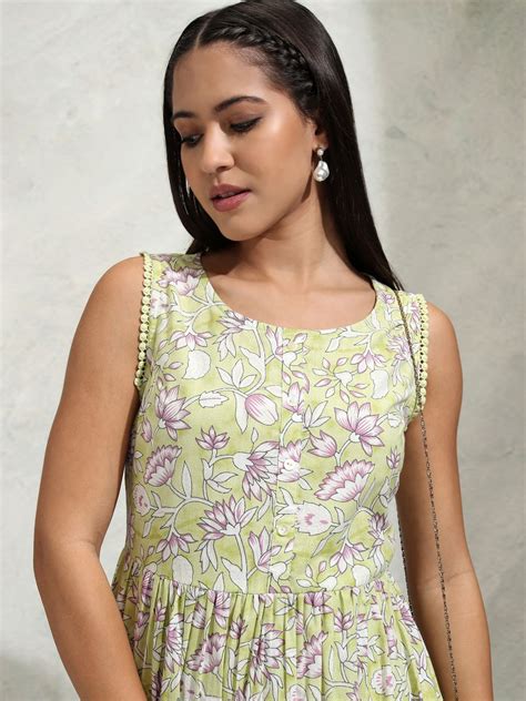 Buy Vishudh Ethnic Motif Sleeveless Fit And Flare Dress Ethnic Dresses