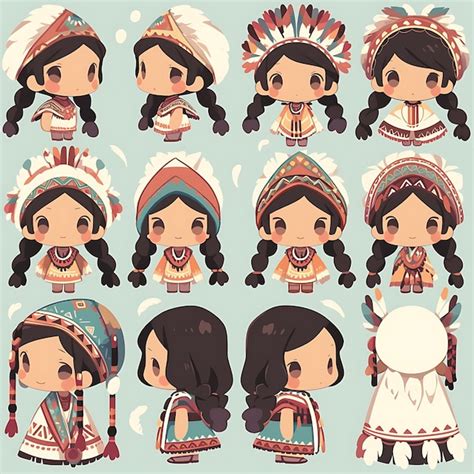 Premium Photo Sticker Of Female Native American Pocahontas Chibi