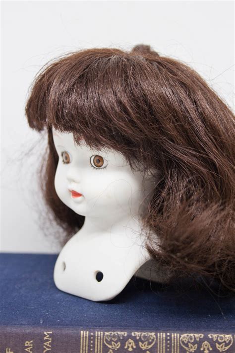 Porcelain Doll Head 475 Tall Brown Hair Brown Eyes Etsy