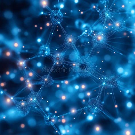 Blue Neural Network Connections With Glowing Nodes In Abstract Digital