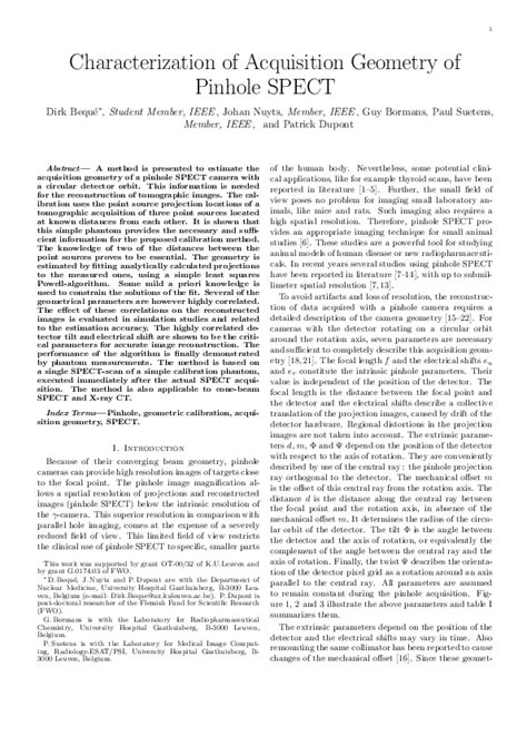 Pdf Characterization Of Pinhole Spect Acquisition Geometry