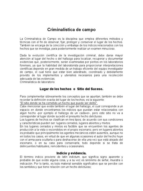 Criminalística De Campo Parte I Pdf Policía Oficina Federal De