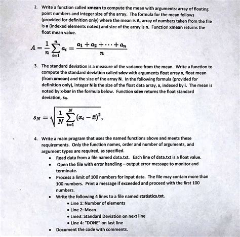 Solved 2 Write A Function Called Xmean To Compute The Mean