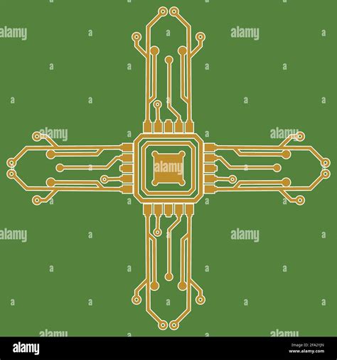 Flat Microelectronics Circuits Circuit Board Vector Green Background Stock Vector Image And Art