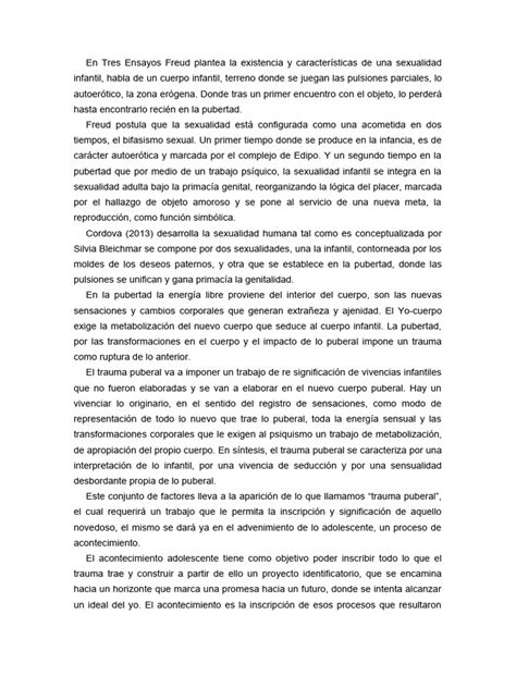 En Tres Ensayos Freud Plantea La Existencia Y Características De Una